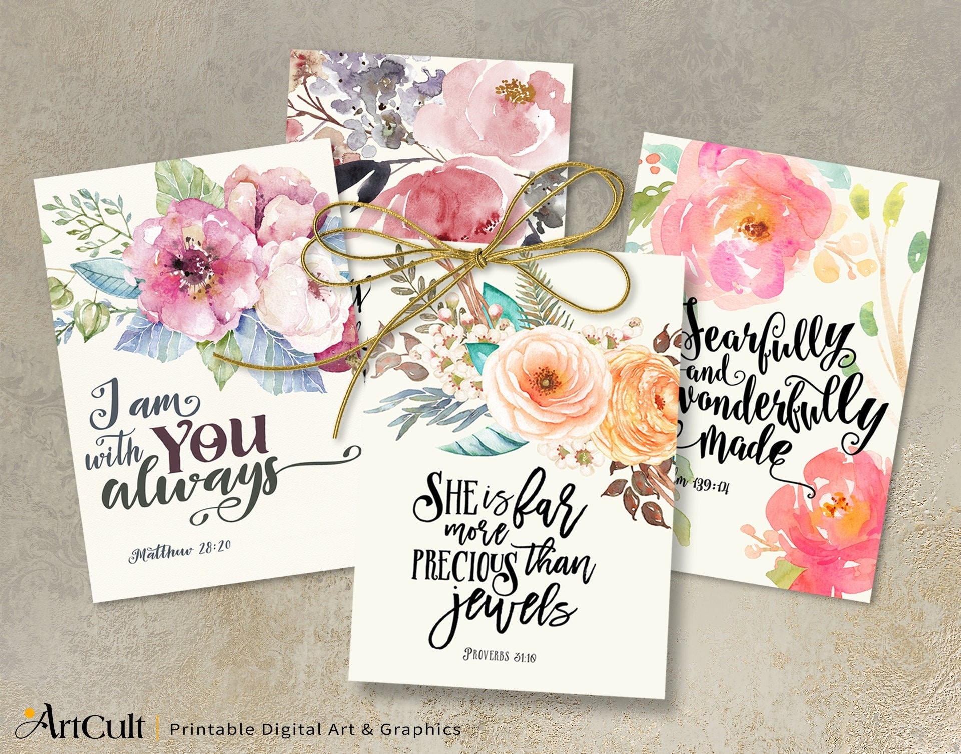 Printable Greeting Cards No2. BIBLE VERSES Four 3.5x5 Inch - Etsy