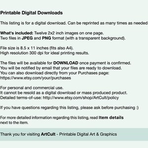 Printable 2x2 Inch Designs Digital Download JPEG + PNG. Little FRIDA ...