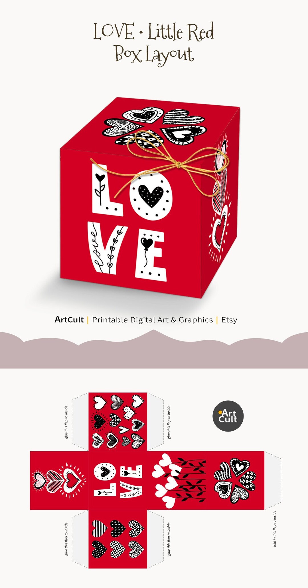 Printable Little Gift Box Layout -LOVE- for DIY Wedding Favor Box ...