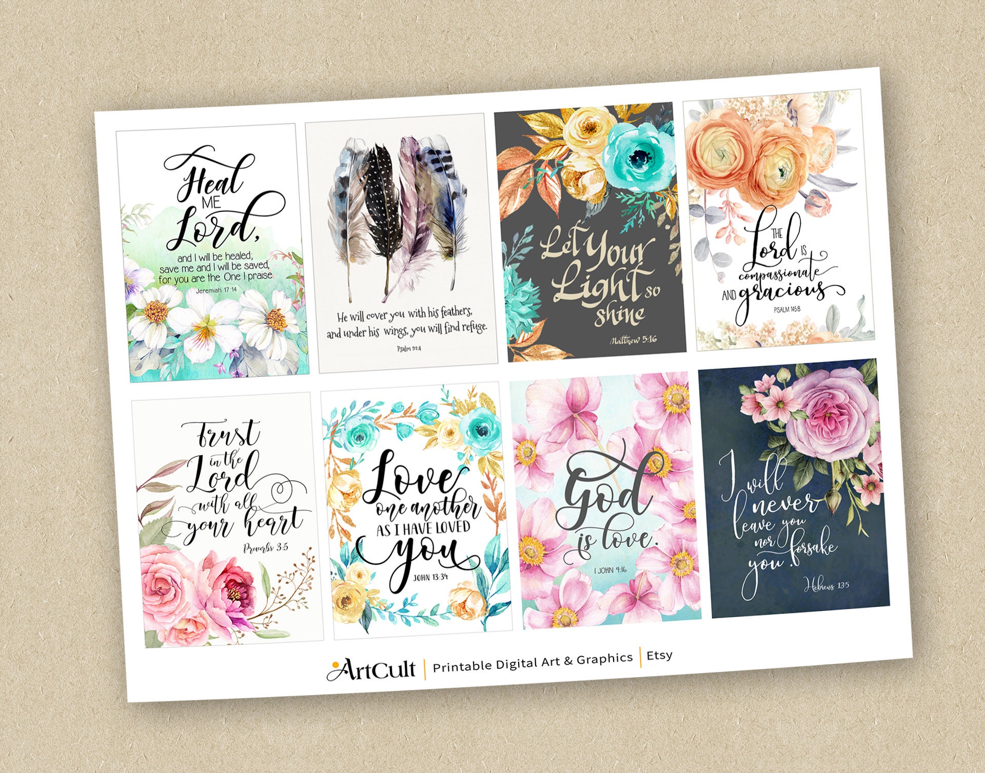 Printable BIBLE VERSES TAGS Scripture Art Eight - Etsy