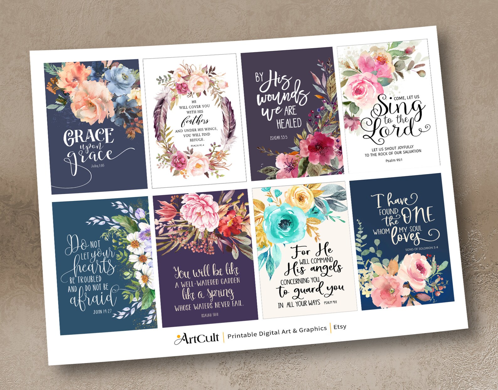 Printable BIBLE VERSES TAGS Scripture Art Eight - Etsy