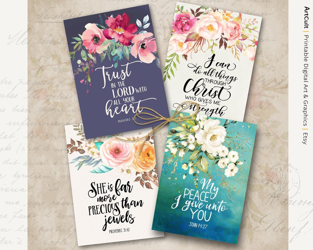 Printable Bible Verses, Daily HOLY WORDS 5x7 Inch Designs for Craft ...