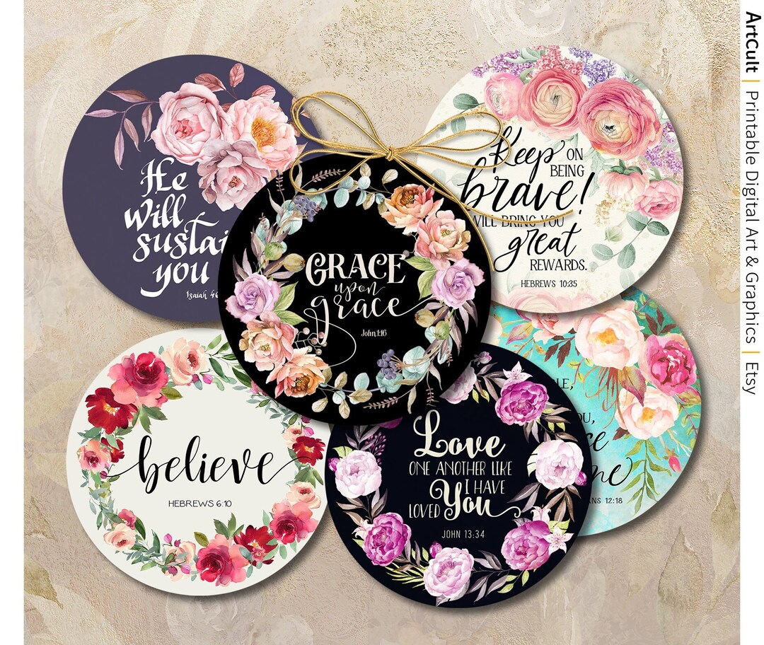 Printable 2.5 and 2 Inch Circles, Bible VERSES Set #7, PNG + JPG ...