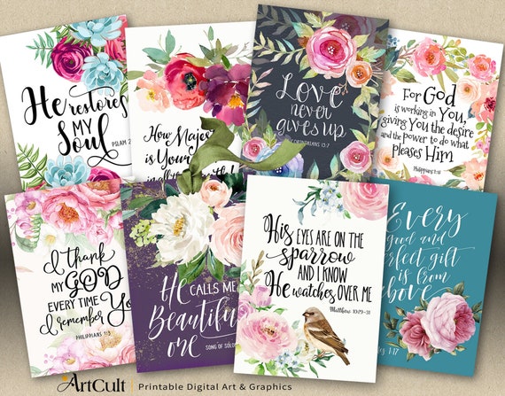 Printable BIBLE VERSES TAGS Scripture Art Eight - Etsy