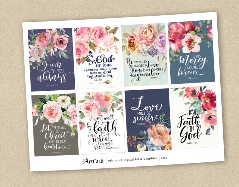 Printable BIBLE VERSES TAGS Scripture Art Eight - Etsy