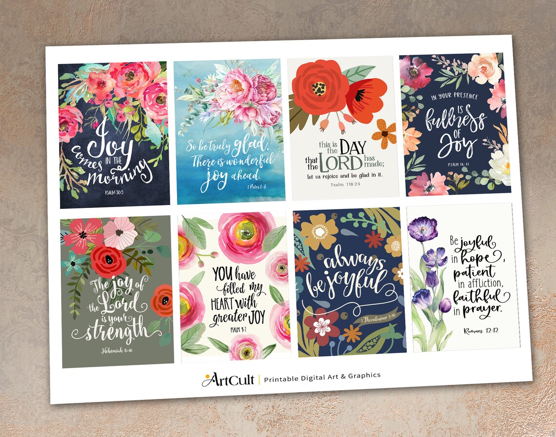 Printable BIBLE VERSES Tags Scripture Art Eight - Etsy