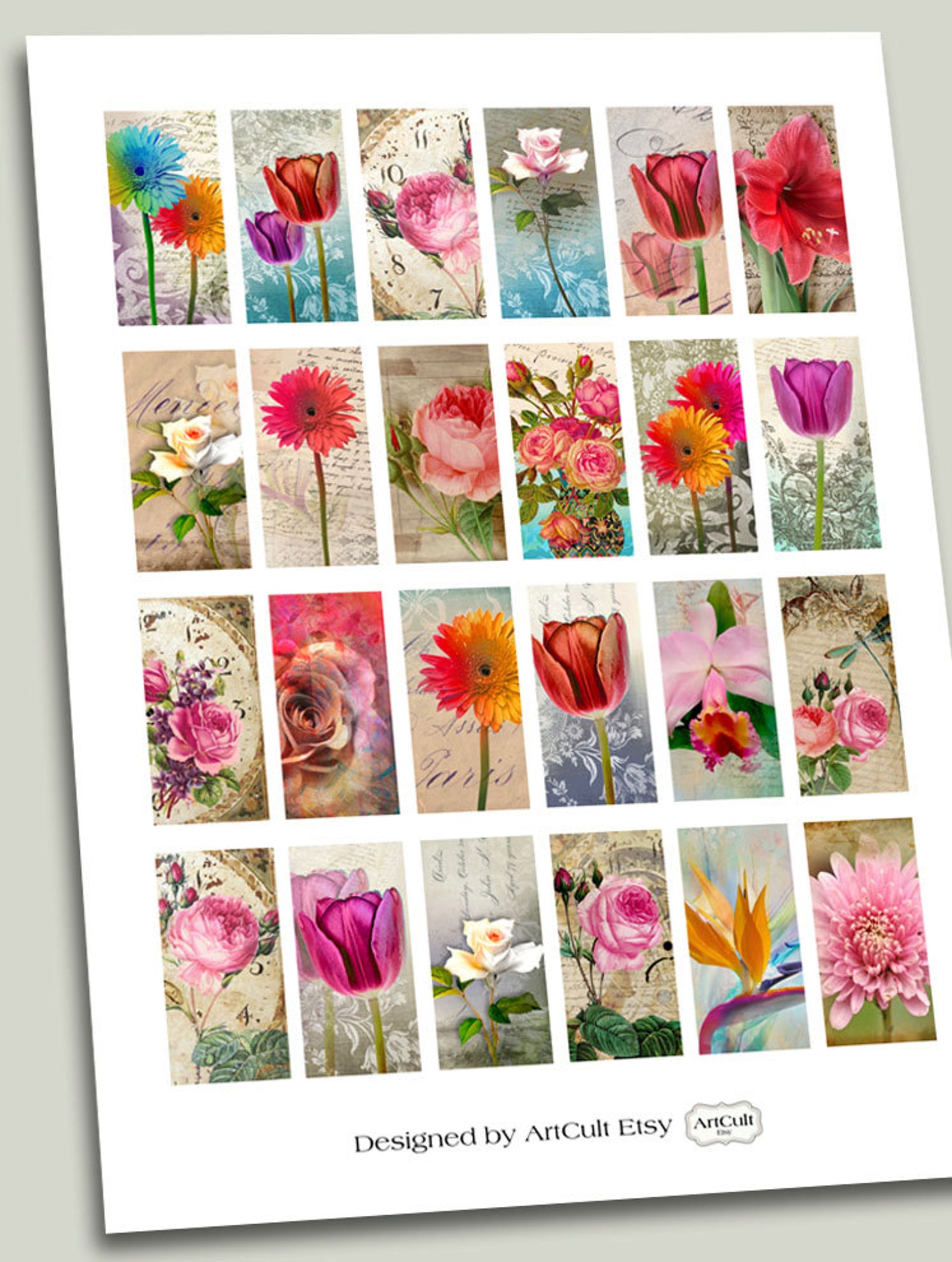 1x2 Inch Size Printable Images MAGIC GARDEN Digital Collage - Etsy
