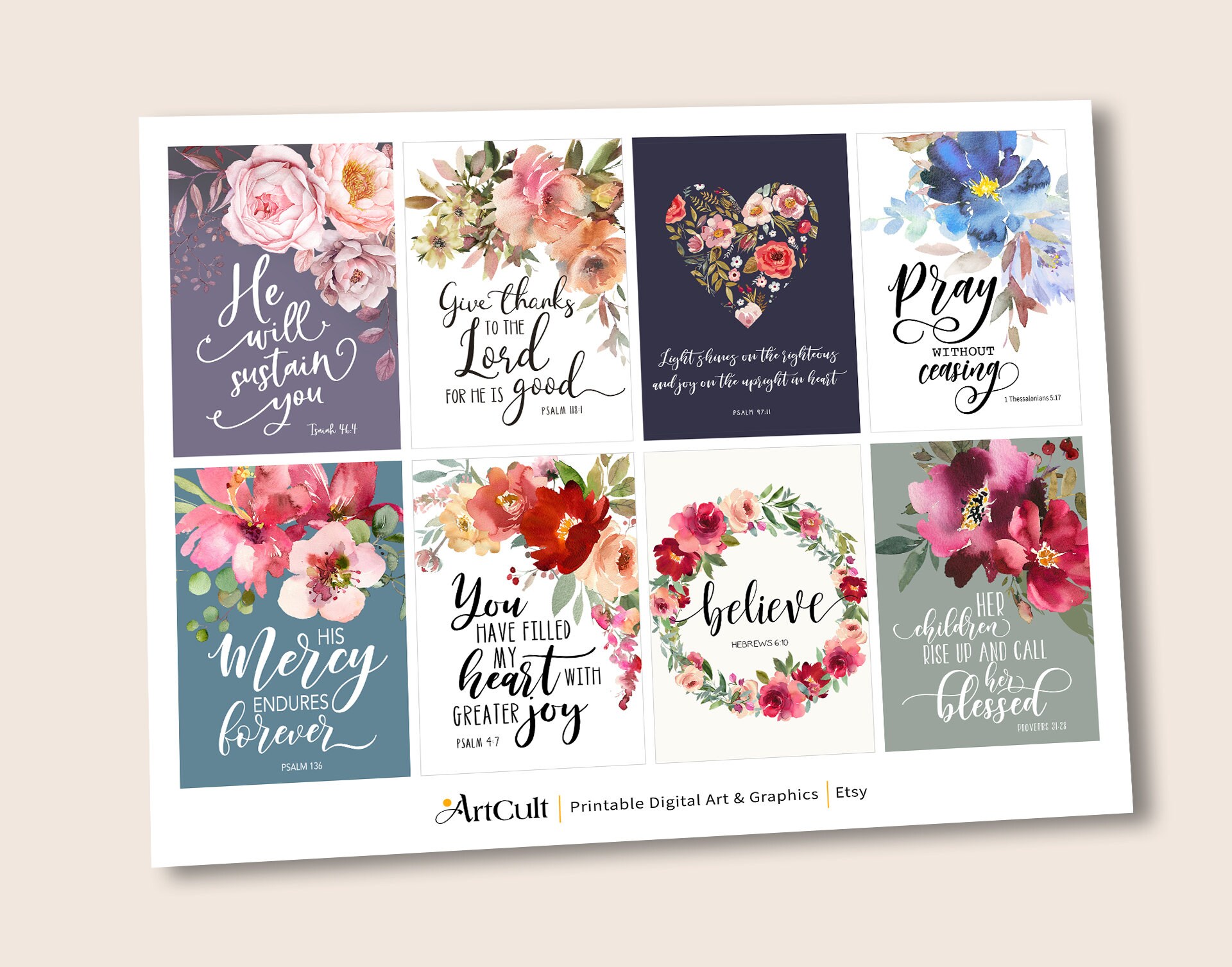 Printable BIBLE VERSES TAGS Scripture Art Eight - Etsy