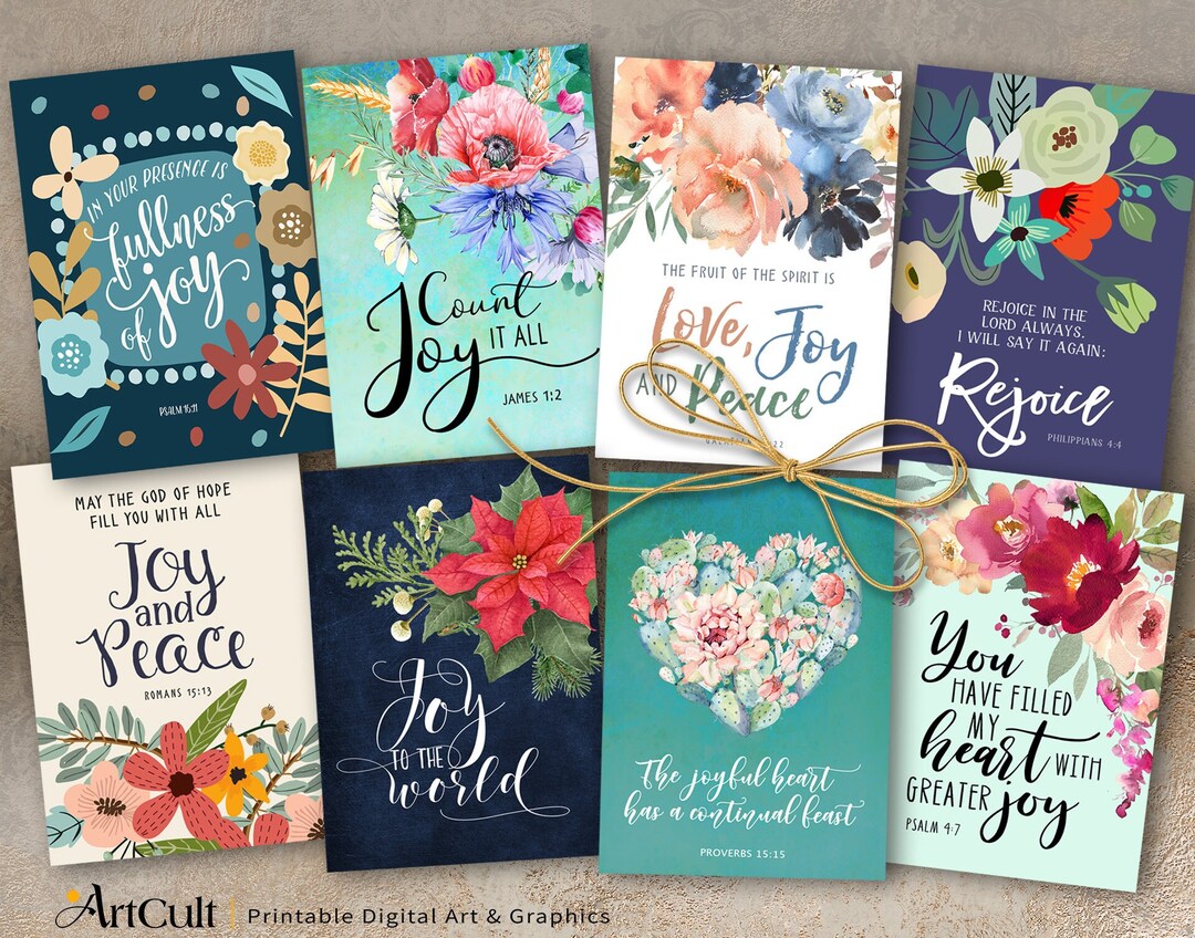 Printable BIBLE VERSES Tags, Scripture Art, Eight 2.5"x3.5" Size Cards ...