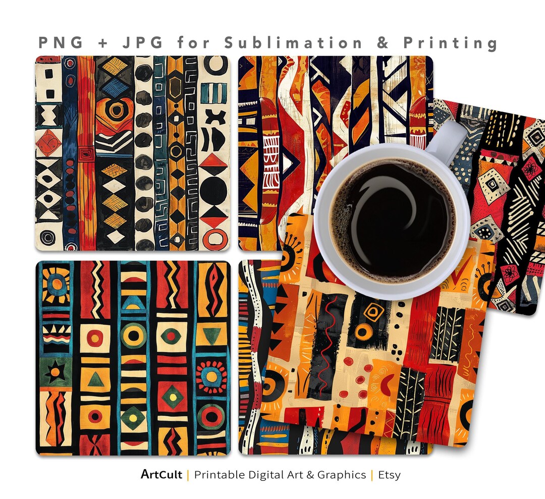 4x4 Printable Coasters Transfer PNG & JPG Format, 8 Designs for ...