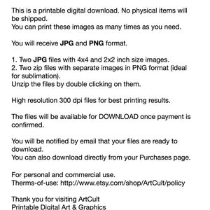 Formato PNG JPG imprimible de 4x4 pulgadas Descarga digital para ...