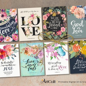 Printable LOVE VERSES #1 Instant Download Eight 2.5"x3.5" Size Greeting ...