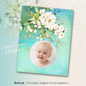 Printable Hand Painted Floral Frames, PNG Transparent Clip Art, Digital ...