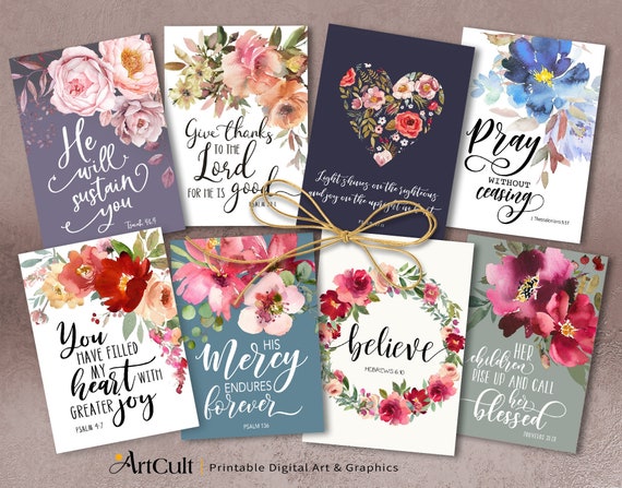 Printable BIBLE VERSES TAGS Scripture Art Eight - Etsy