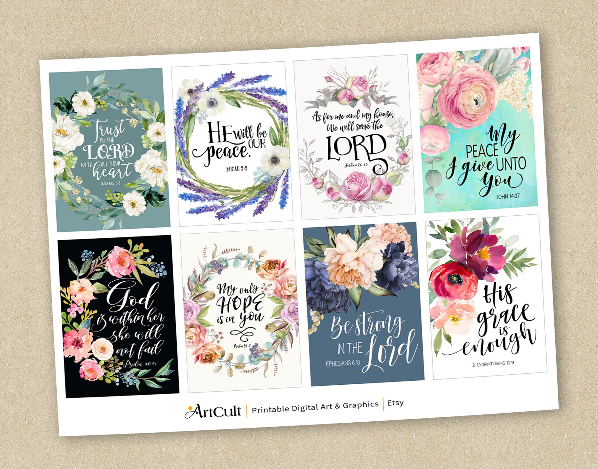 Printable BIBLE VERSES TAGS Scripture Art Eight - Etsy