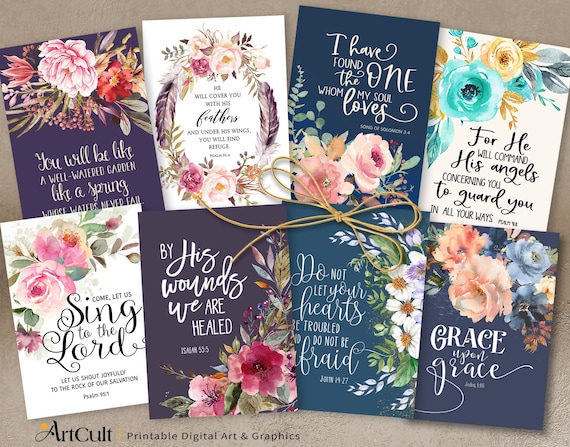 Printable BIBLE VERSES TAGS Scripture Art Eight - Etsy