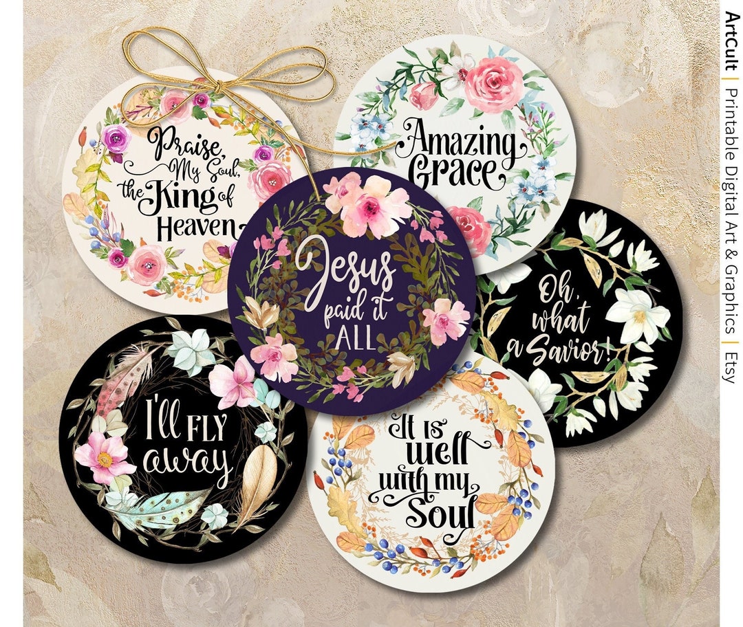 Printable 2.5 and 2 Inch Circles CLASSIC CHRISTIAN HYMNS Digital ...