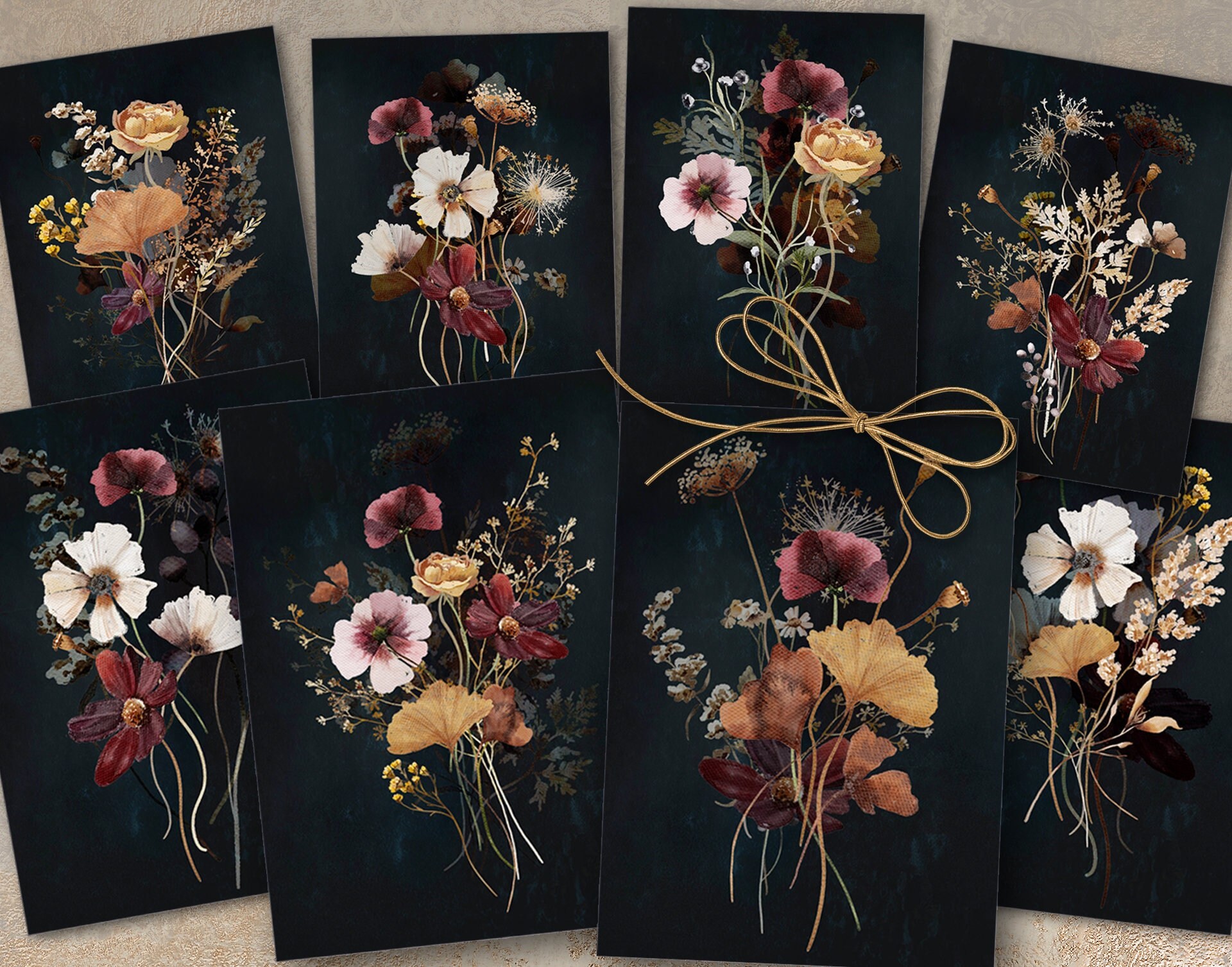 Printable Floral Cards NOBLE WILDFLOWERS 2.5x3.5 Inch Hang | Etsy