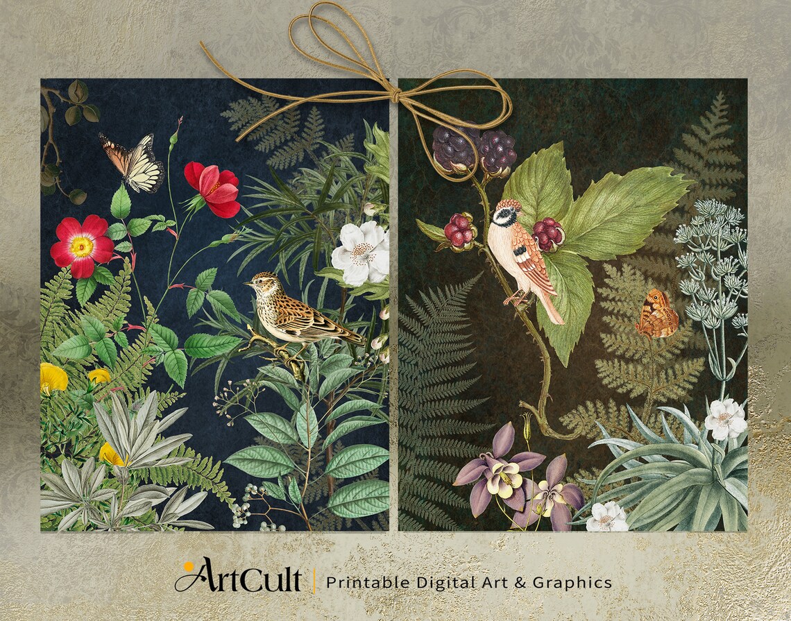 Printable Digital Papers ENCHANTED GARDEN 5 Large Sheets for - Etsy