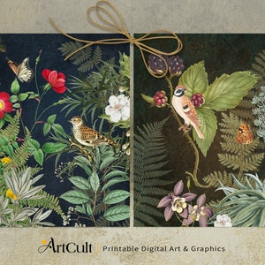 Printable Digital Papers ENCHANTED GARDEN 5 Large Sheets for Craft ...