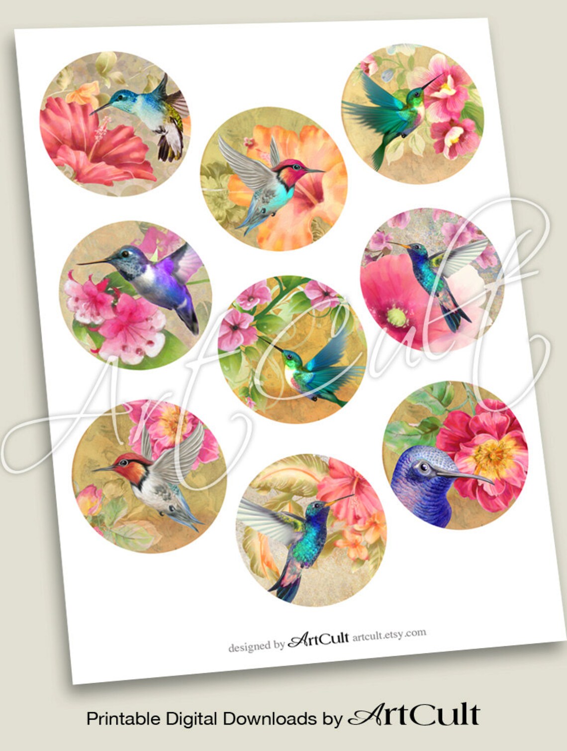Printable Download HUMMINGBIRDS 2.5 Inch Size Images Digital - Etsy