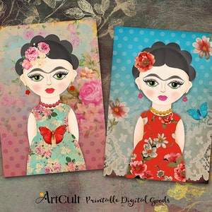 Four Printable 5x7 Inch Images LITTLE FRIDA Set 2 Instant - Etsy