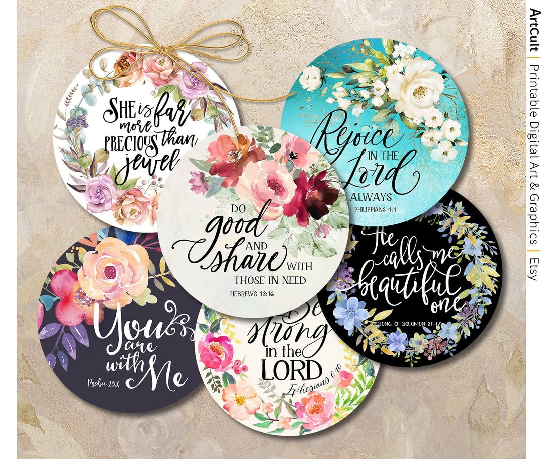Printable 2.5 and 2 Inch Circles, Bible VERSES Set #6, PNG + JPG ...
