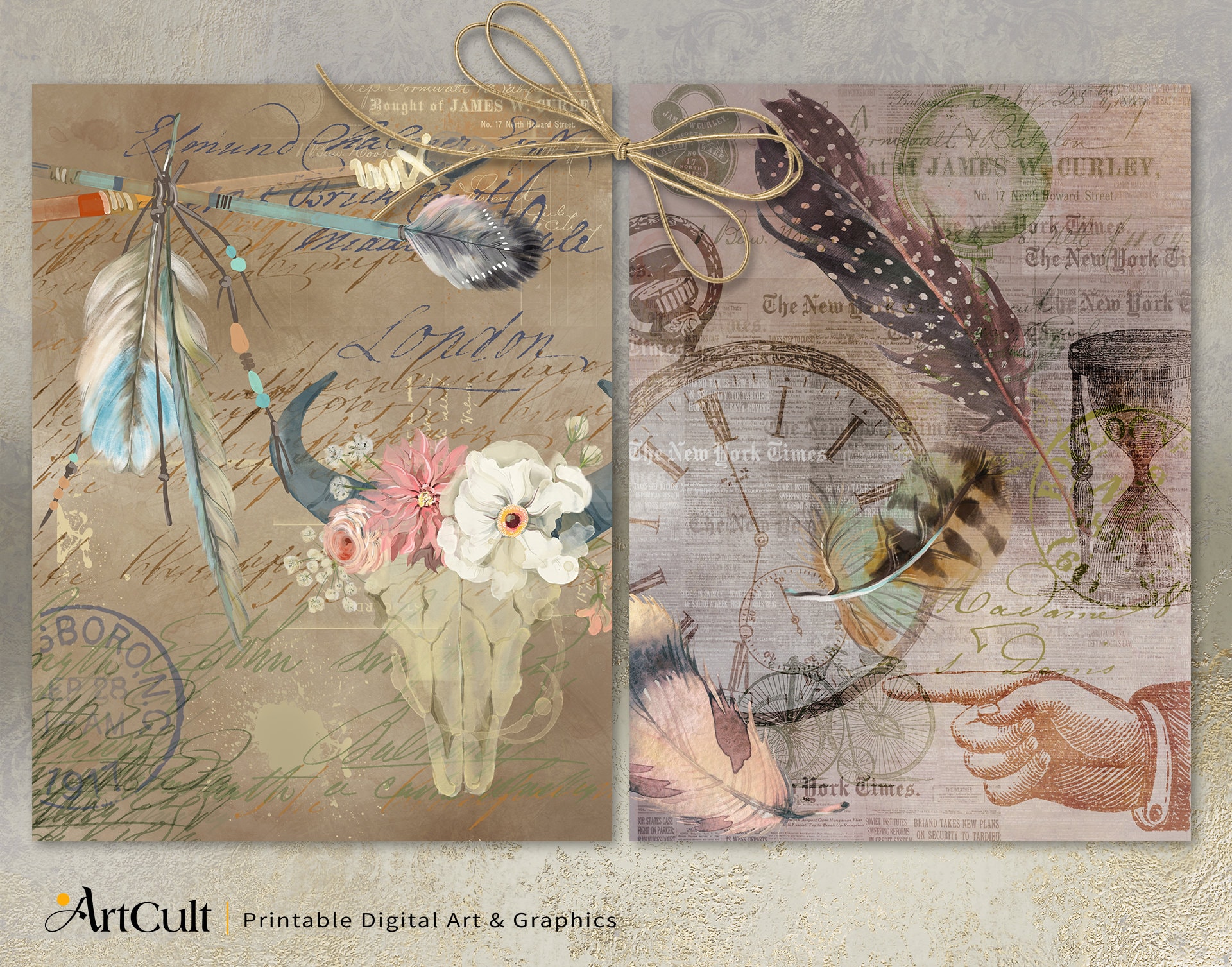 Printable BUNDLE Set of 8 Unique BOHO CHIC Large - Etsy