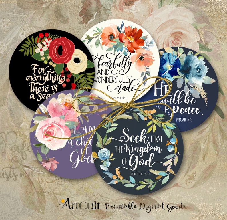 Printable 3 inch size Bible Verses circle images set 2 | Etsy