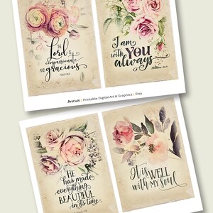 Printable Antique Style BIBLE VERSES #2 - PNG 5x7 Inch Size Designs for ...