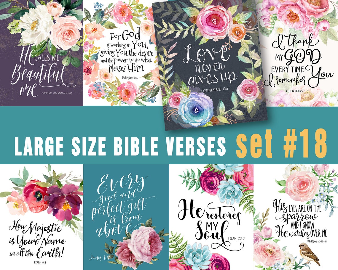 Bible Verses 8 LARGE PRINTABLE ARTWORKS Set 18 Instant - Etsy