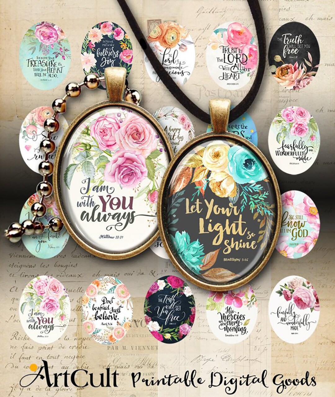 30x40 Mm OVAL BIBLE VERSES #2 Printable Digital Instant Download for ...