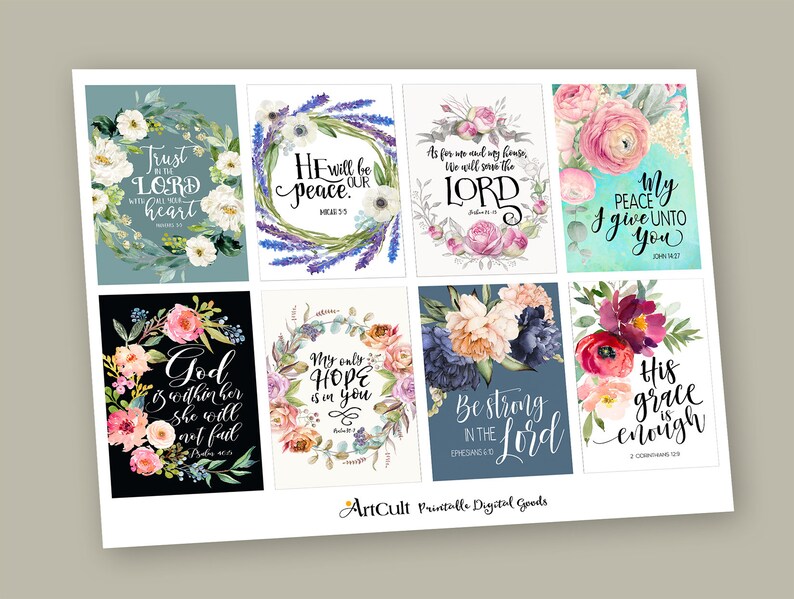 Printable BIBLE VERSES TAGS Scripture Art Eight | Etsy