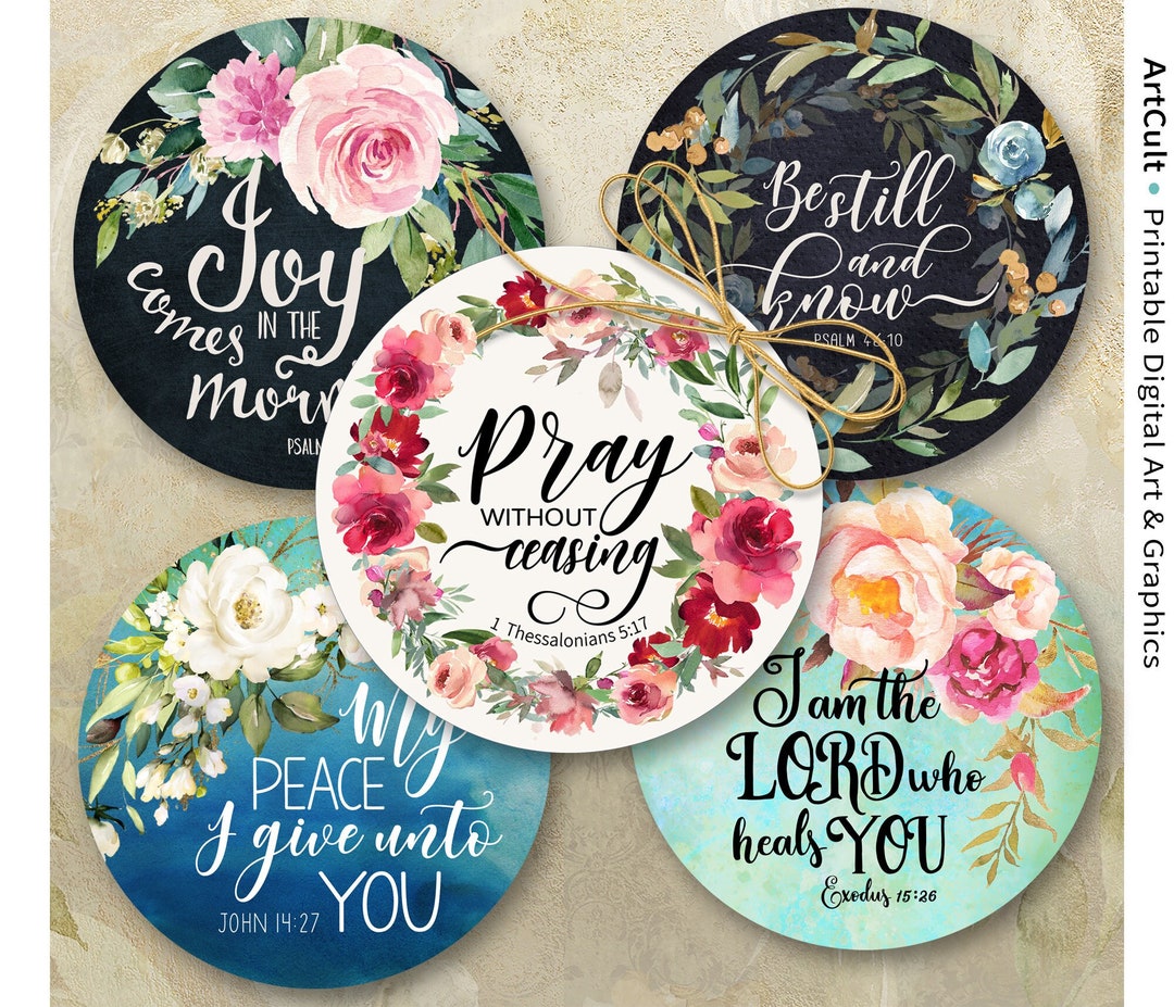 Printable 4 Inch Size Bible Verses Circle Images Set #3 Digital ...