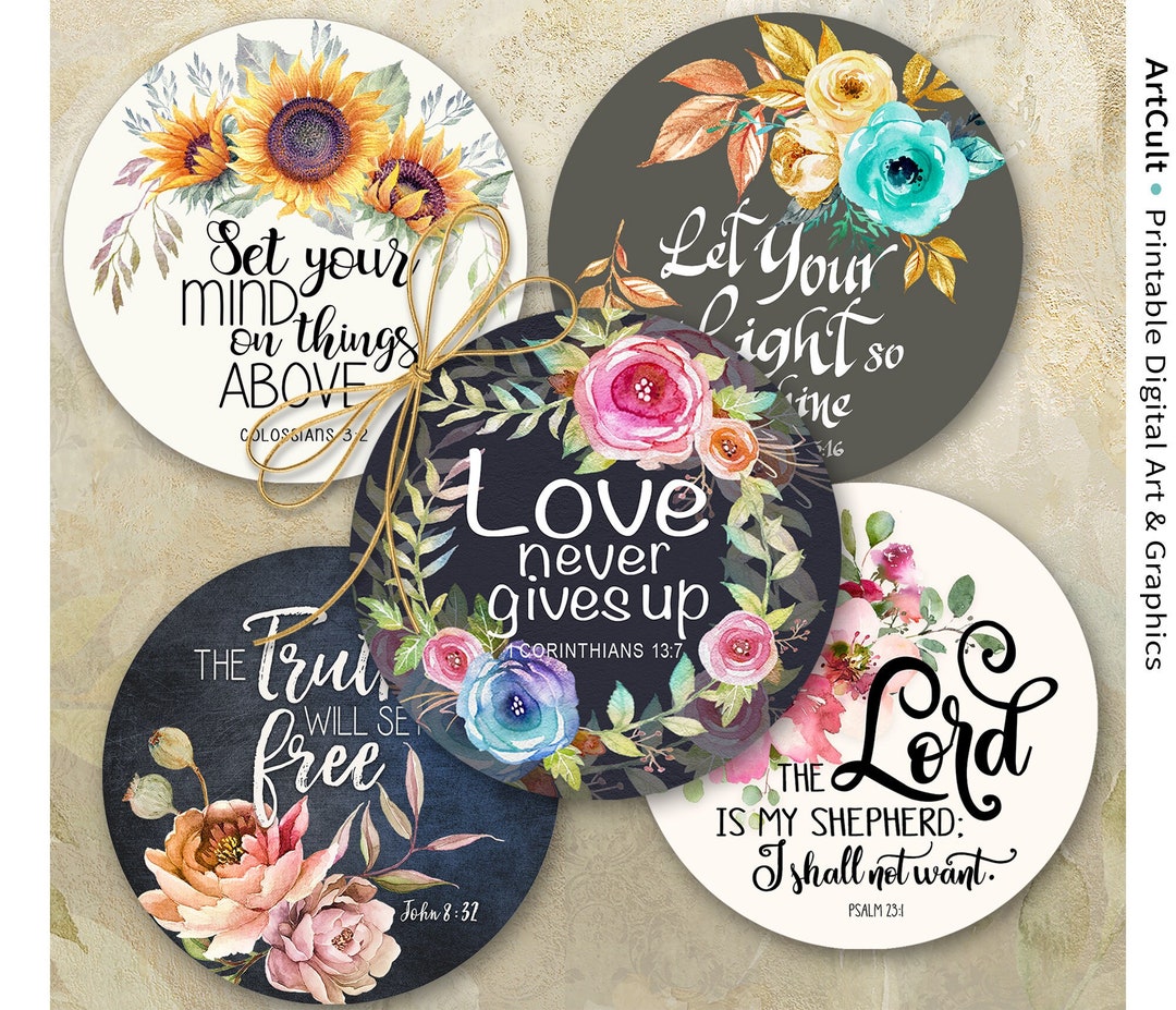 Printable 4 Inch Size Bible Verses Circle Images Set #1 Digital ...