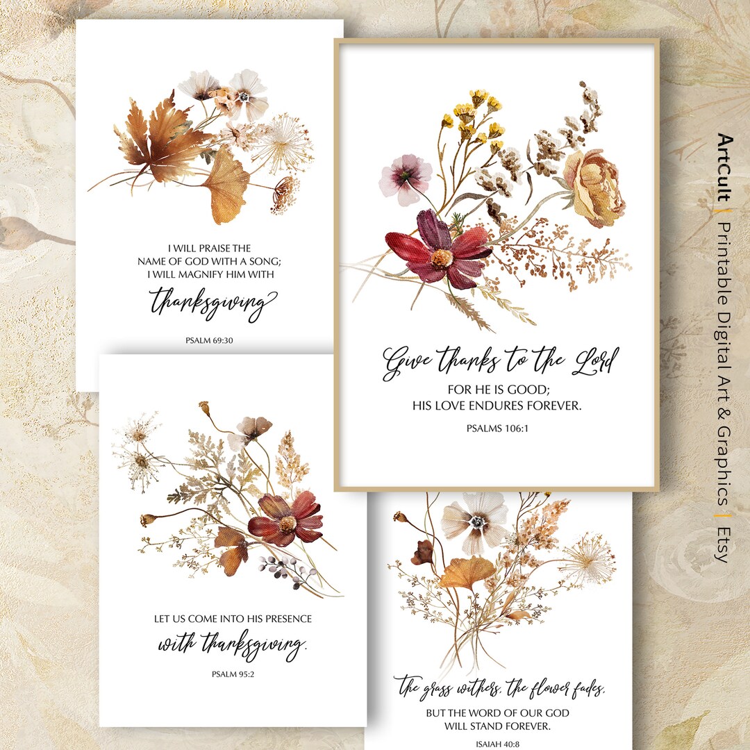 Printable Scripture Art THANKSGIVING WALL DECOR Bible Verses - Etsy