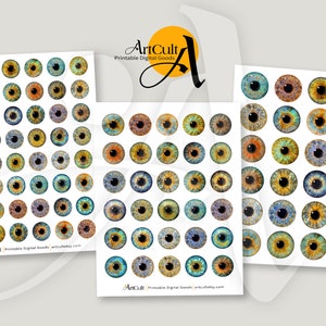 Printable 1 + 1.25 + 1.5 Inch (25, 30, 38 Mm) Size Images REALISTIC EYE ...