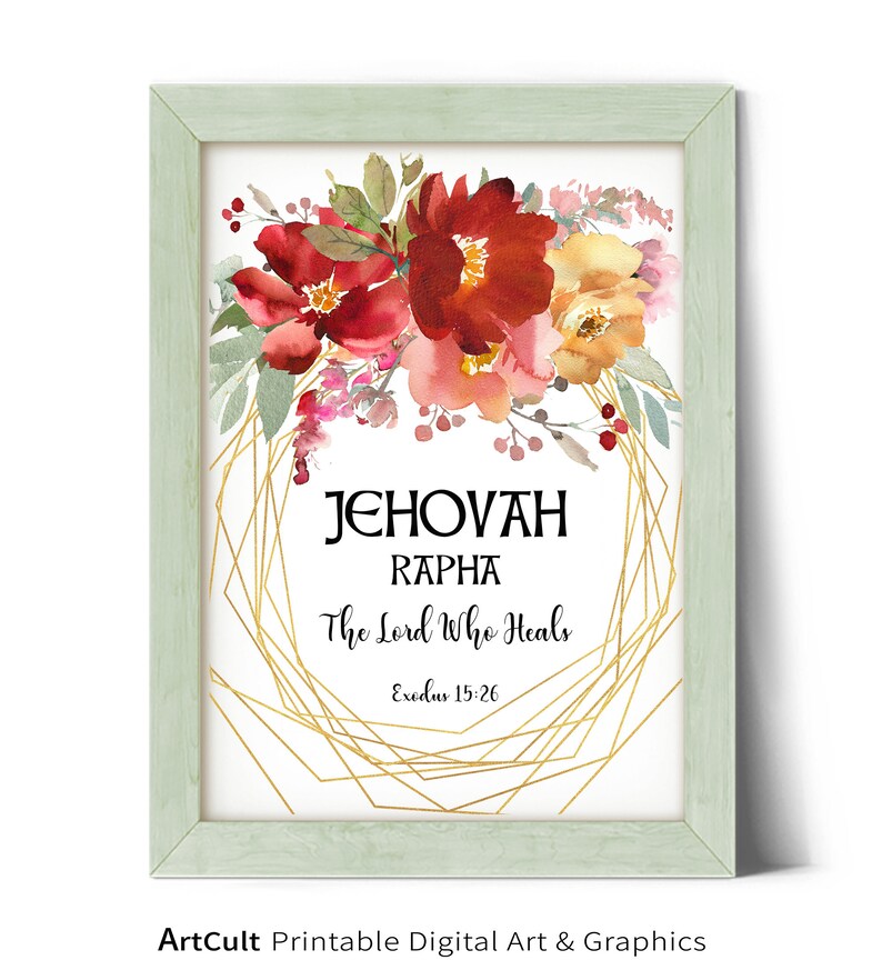 Jehovah Bible Verse Print - Floral Home Decor 5x7" (digital Download ...