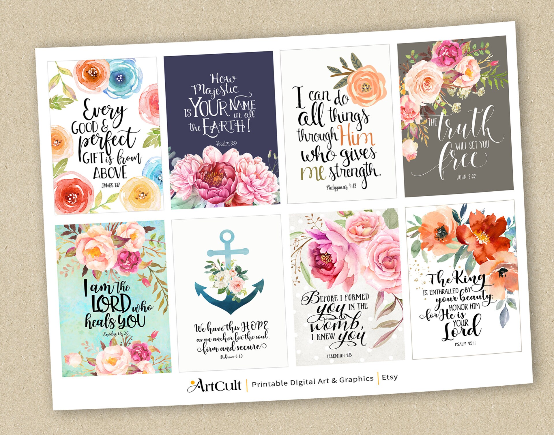 Printable BIBLE VERSES TAGS Scripture Art Eight - Etsy