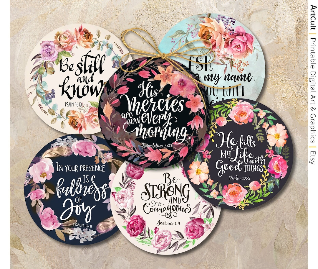 Printable 2.5 and 2 Inch Circles, Bible VERSES Set #4, PNG + JPG ...