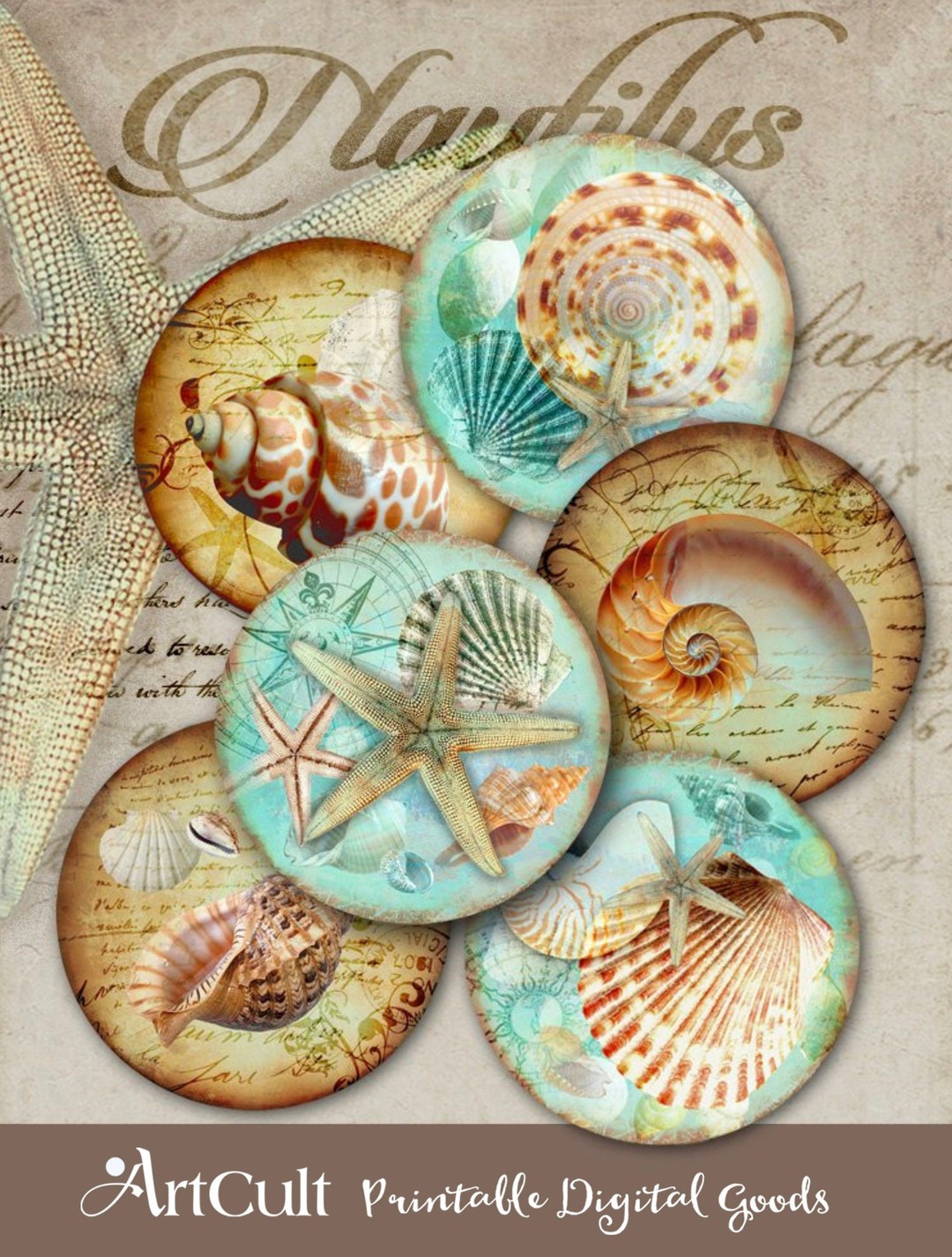 Printable 2.5 Inch NAUTILUS CIRCLES Digital Download Sheet for Craft ...