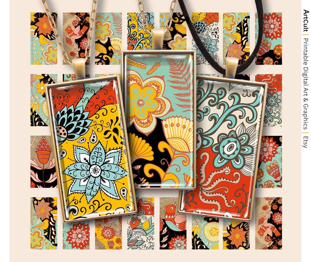 Printable 1x2 Inch Images, Domino Size Pendants DECO ORNAMENTS Instant ...