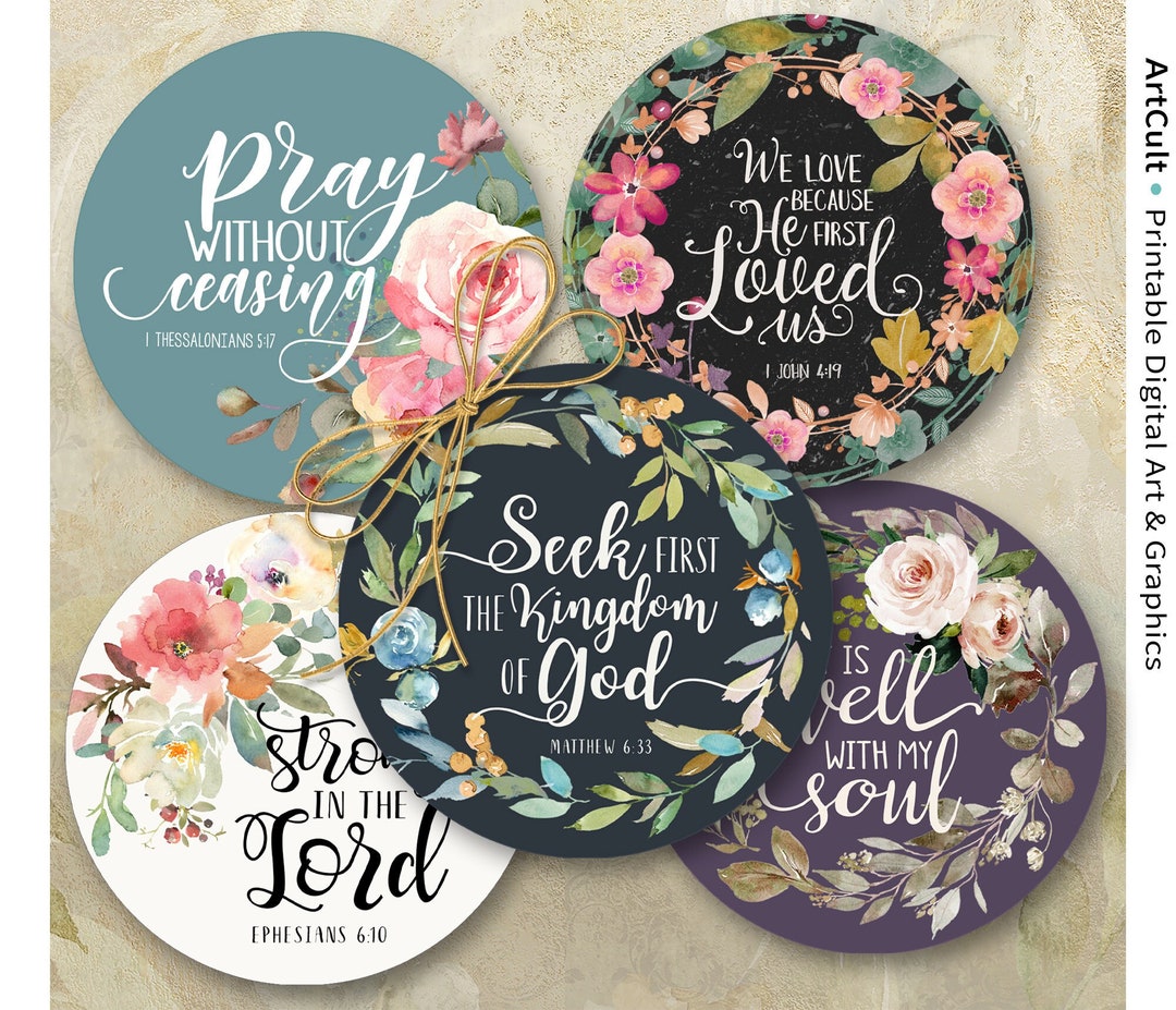 Printable 4 Inch Size Bible Verses Circle Images Set #2 Digital ...