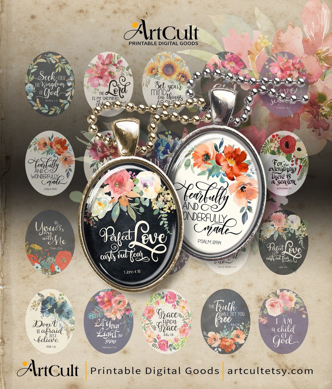 Printable 30x40 Mm OVAL BIBLE VERSES #3 Instant Digital Download for ...