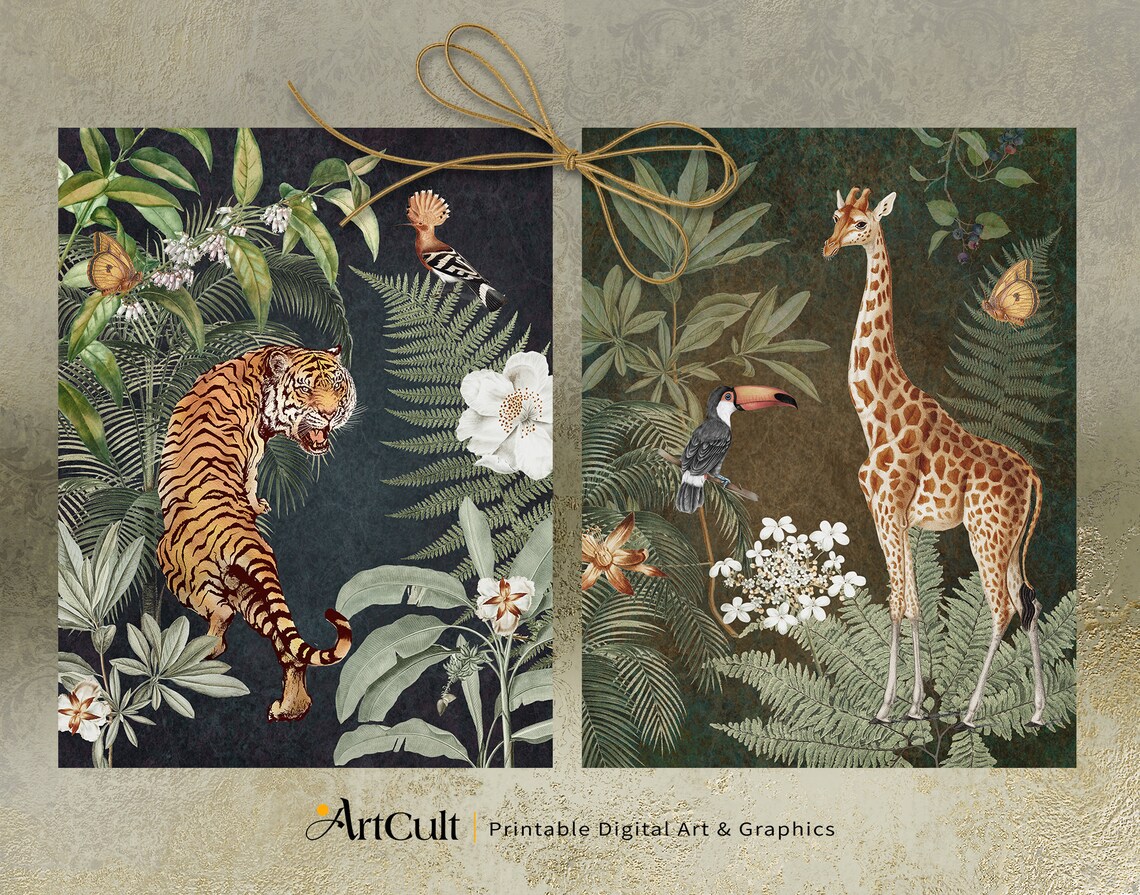 Printable Digital Papers WILD SAFARI 5 Large Sheets for Craft - Etsy