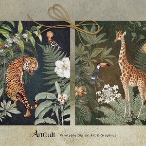 Printable Digital Papers WILD SAFARI, 5 Large Sheets for Craft / Art ...