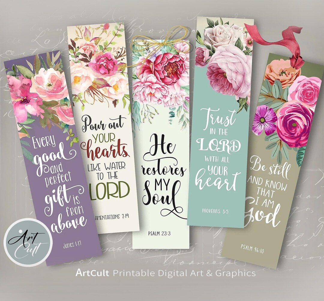 Printable Bible Verses Bookmarks, Set #2 PNG + JPG Digital Download for ...