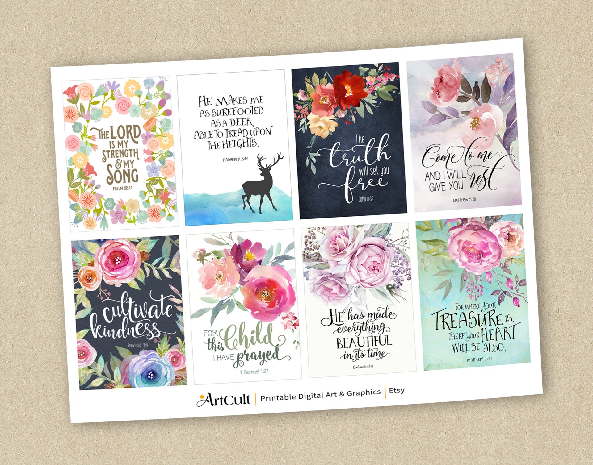 Printable BIBLE VERSES TAGS Scripture Art Eight - Etsy