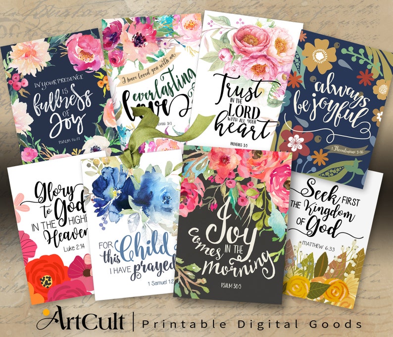 Printable BIBLE VERSES TAGS Scripture Art Eight | Etsy