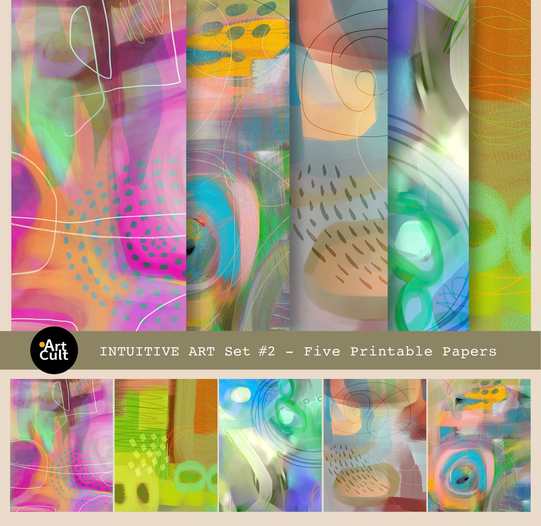 Printable Digital Papers 5 Large Sheets for Craft and Art Projects ...